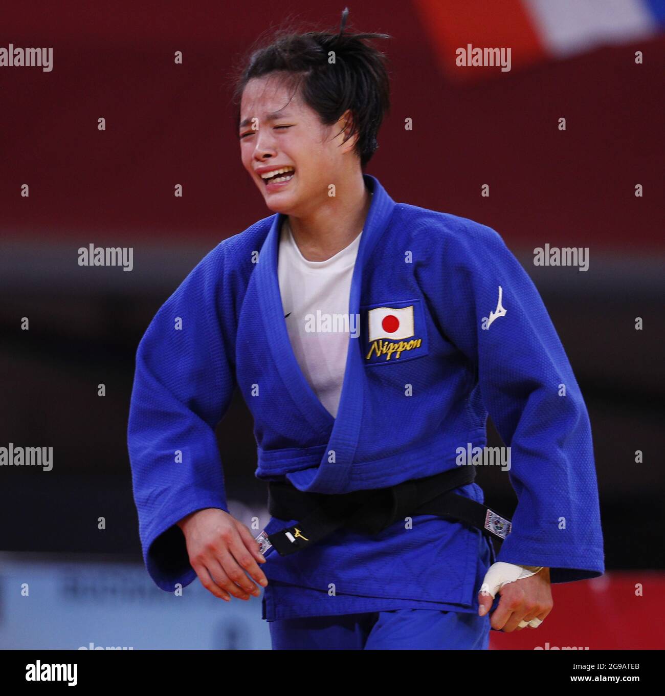 Tokyo, Japan. 25th July, 2021. Uta Abe from Japan is overcome after ...