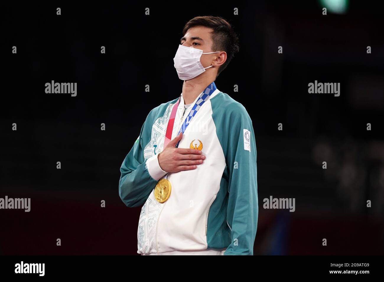 Uzbekistan's Ulugbek Rashitov with his Gold Olympic Medal following the ...