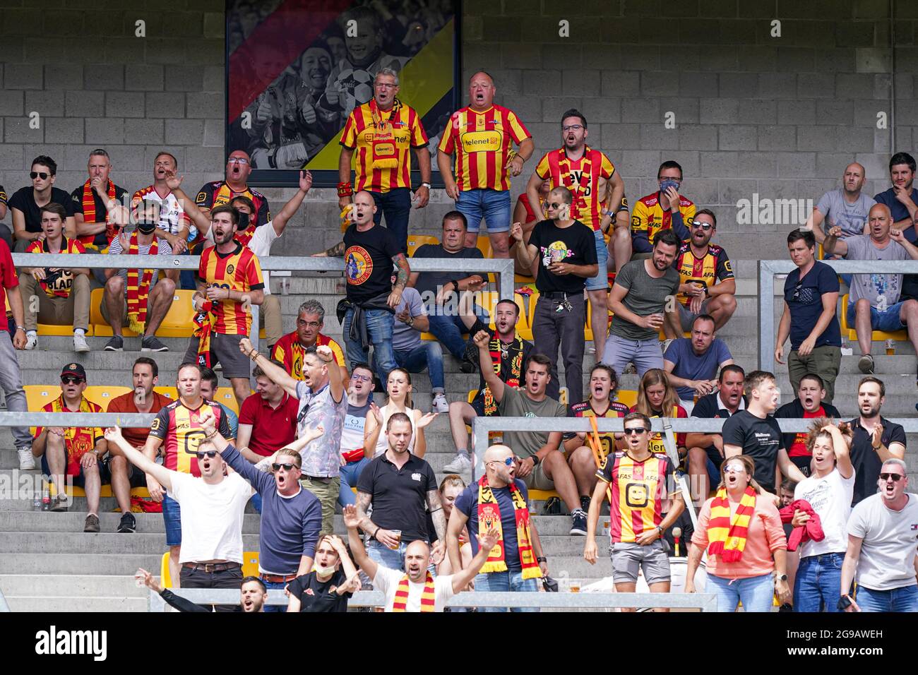 MECHELEN, BELGIUM - JULY 25: fans of KV Mechelen during the Jupiler Pro ...