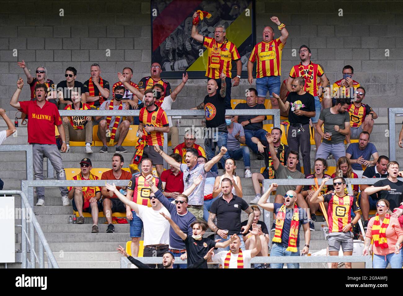 MECHELEN, BELGIUM - JULY 25: fans of KV Mechelen during the Jupiler Pro ...