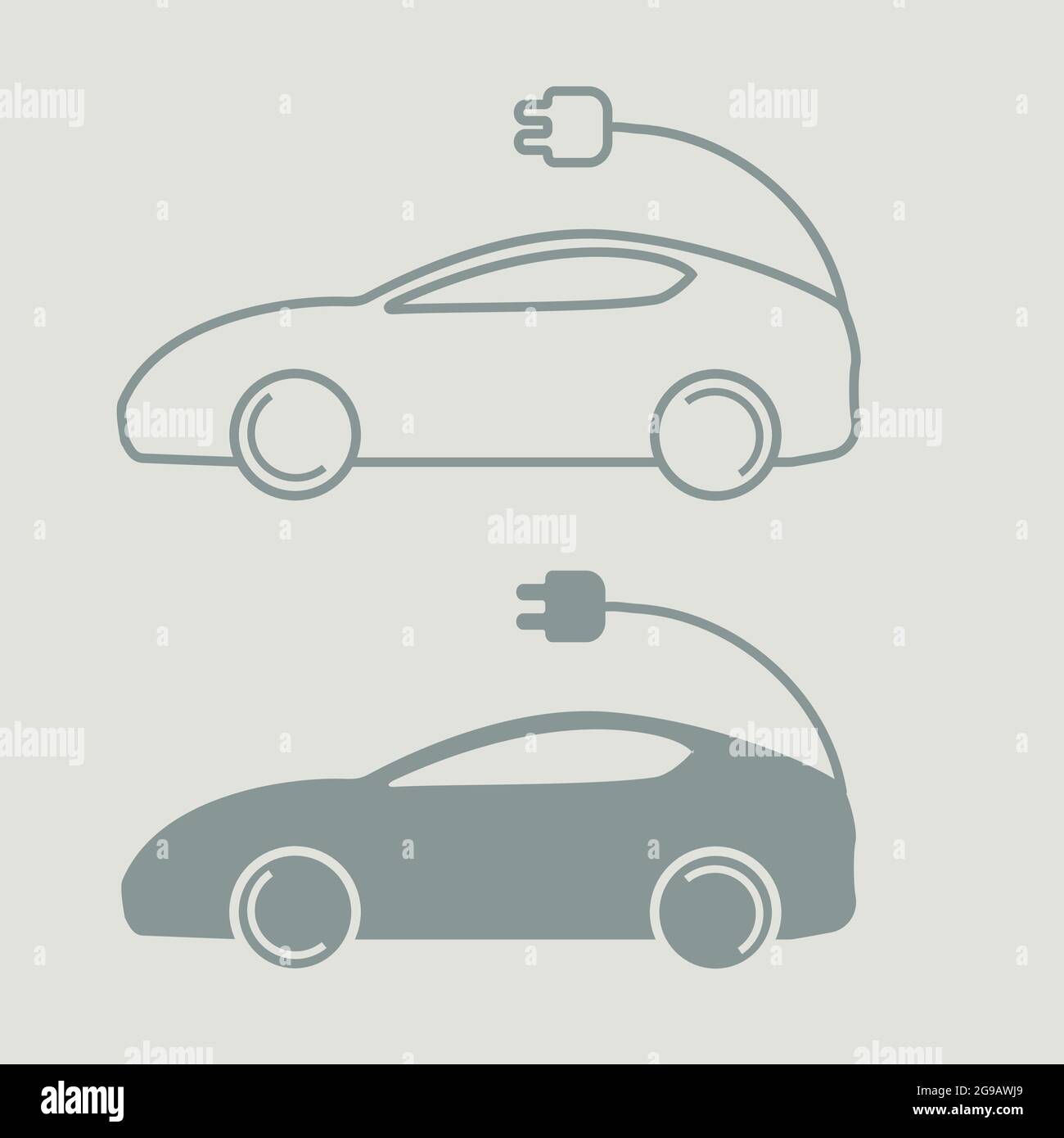 Electric car icon. Electrical automobile cable plug charging black ...