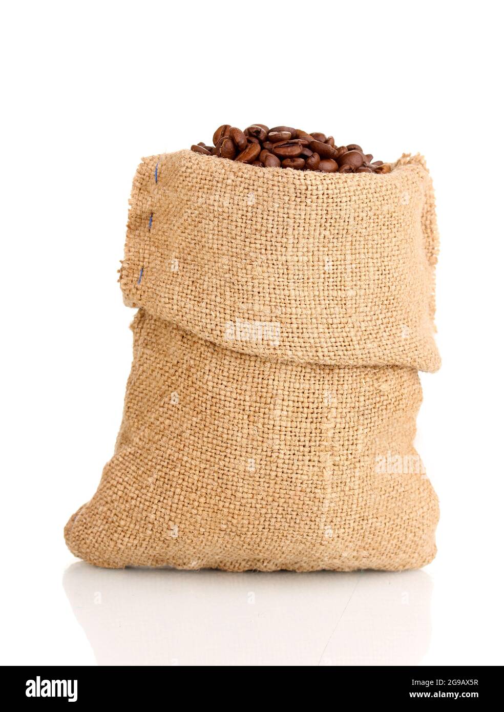 Coffee beans in bag isolated on white Stock Photo - Alamy