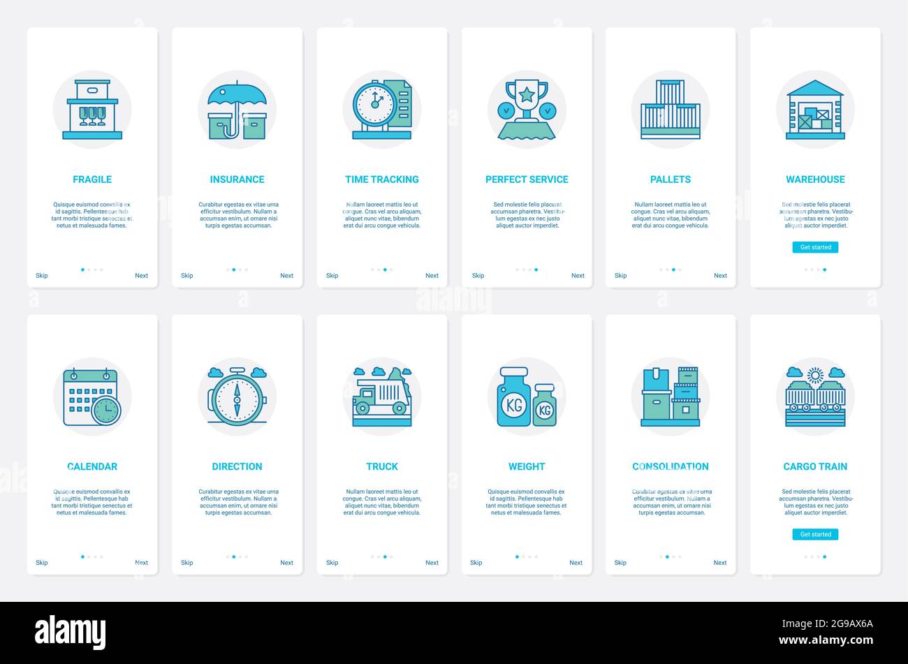 Delivery service, freight insurance, logistics vector illustration. UX ...