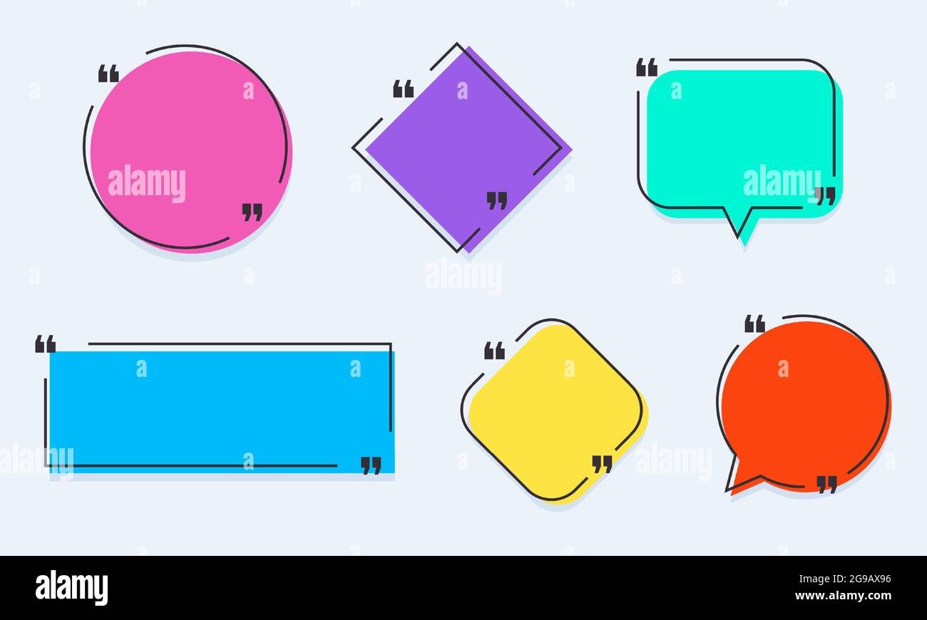Colorful quote box, speech bubble, text in brackets, citation template ...
