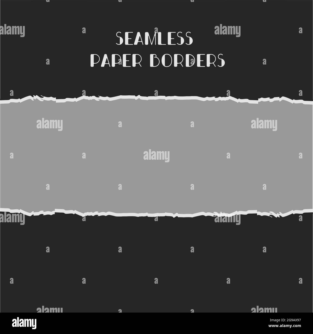 Torn, ripped pieces of horizontal black paper on grey background for ...