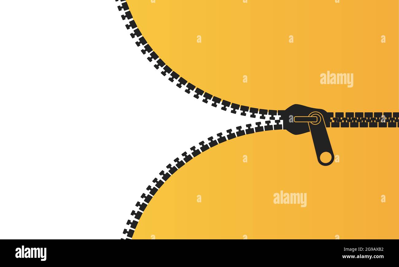 Open zipper, editable template. Stylish yellow background for banner ...