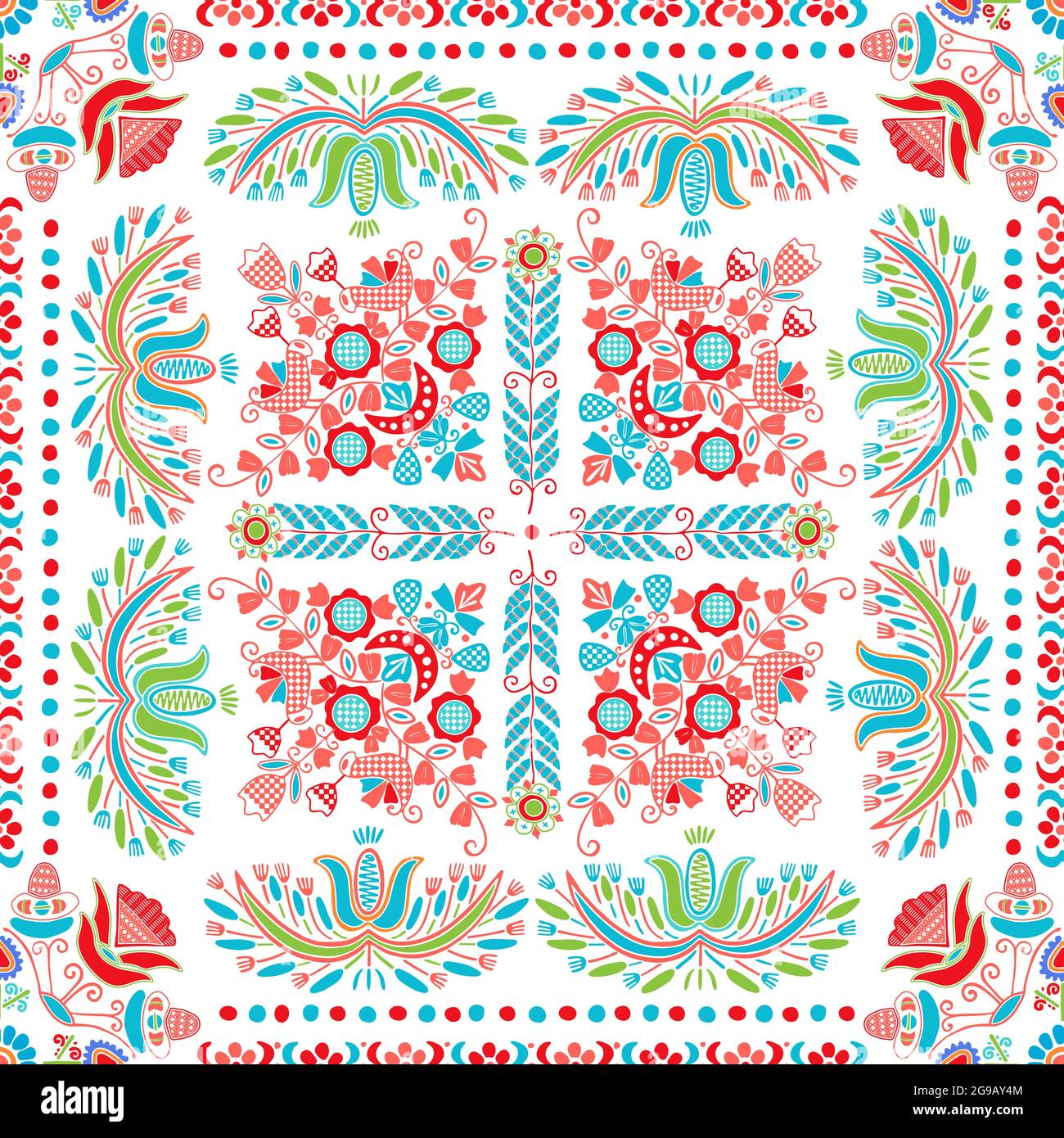 Seamless pattern design inspired by traditional Hungarian embroidery ...