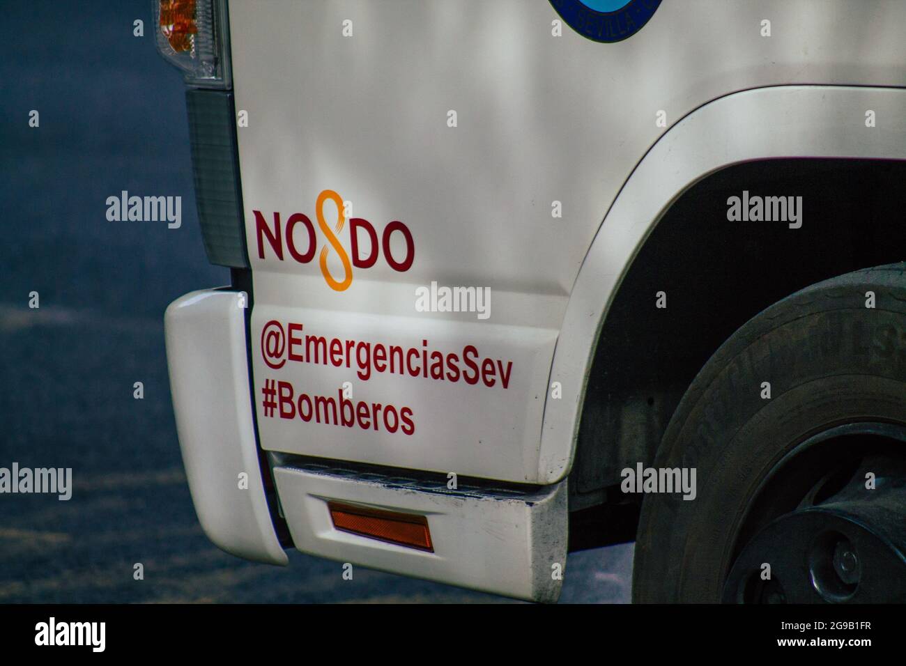 Seville Spain July 23, 2021 Fire engine in the streets of Seville, an ...