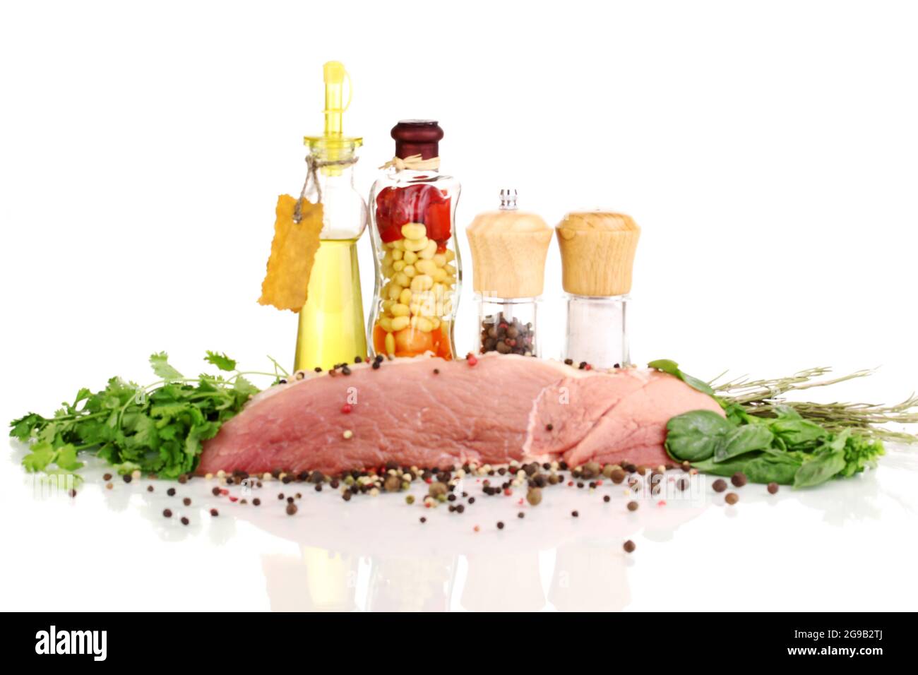 A large piece of pork marinated with herbs, spices and cooking oil ...