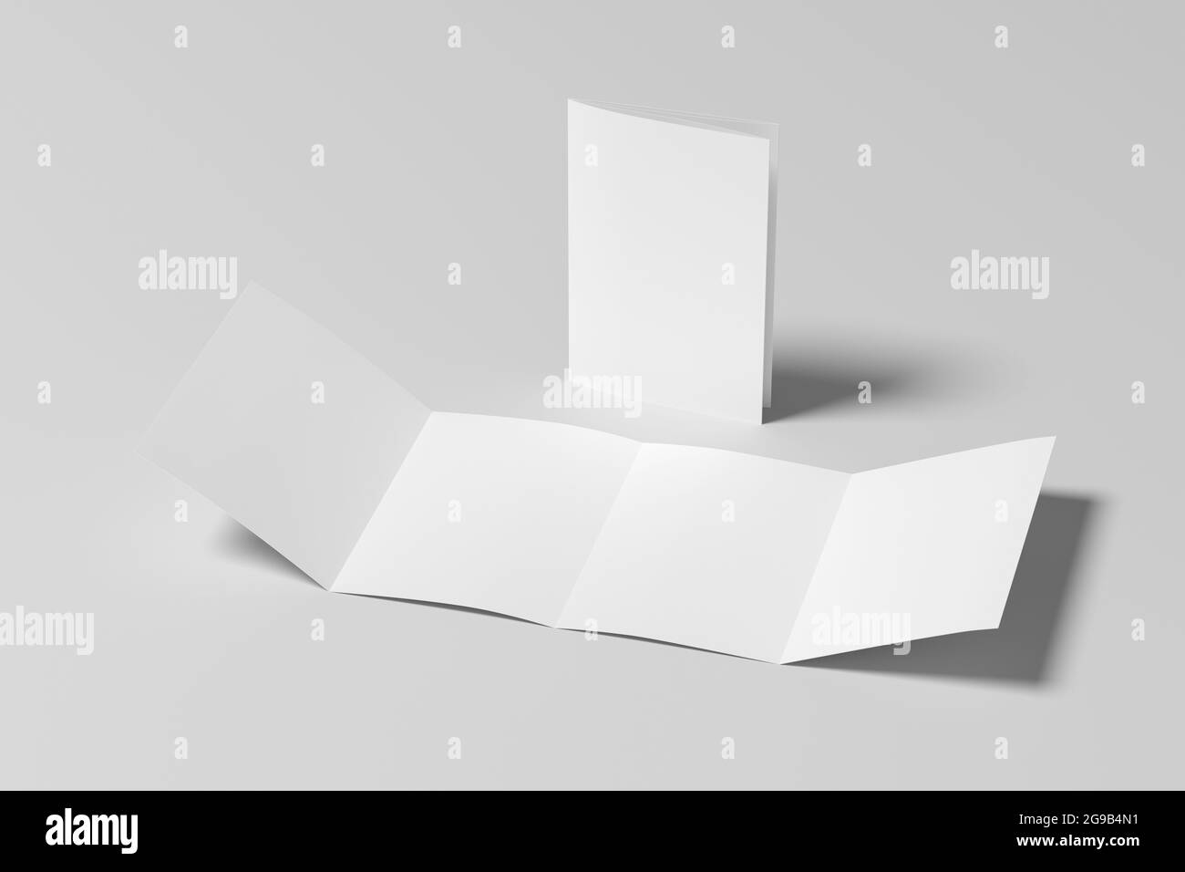 Vertical double gate fold brochure. Four panels, eight pages blank ...