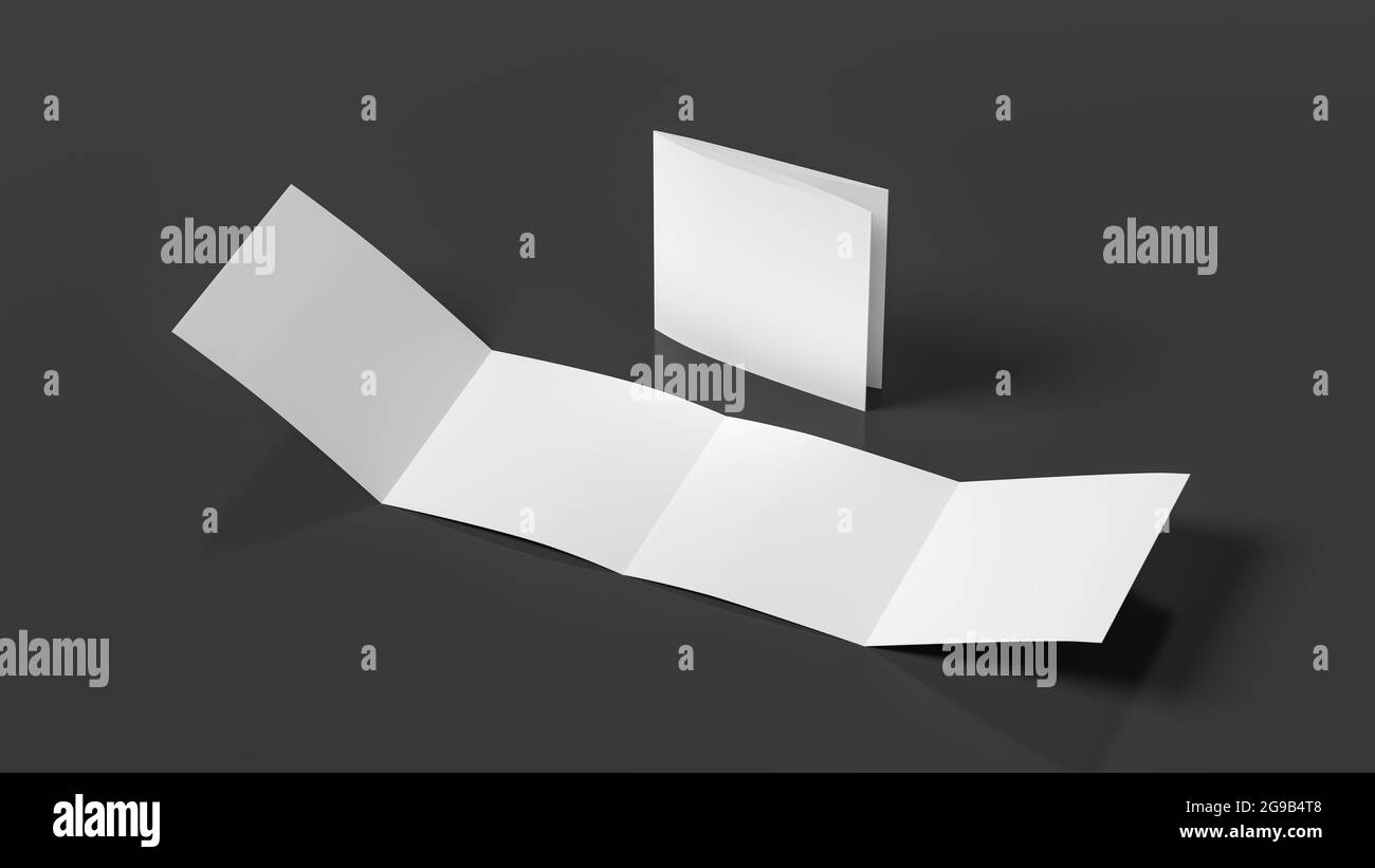 Square double gate fold brochure. Four panels, eight pages blank ...