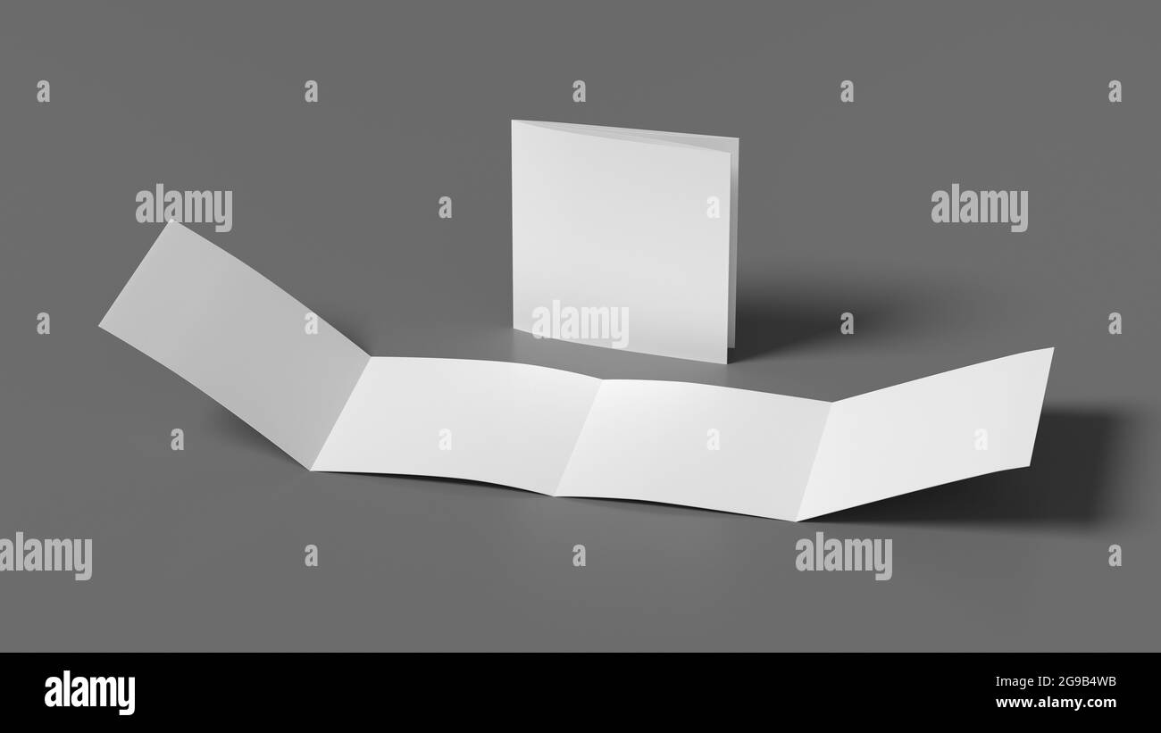 Square double gate fold brochure. Four panels, eight pages blank ...