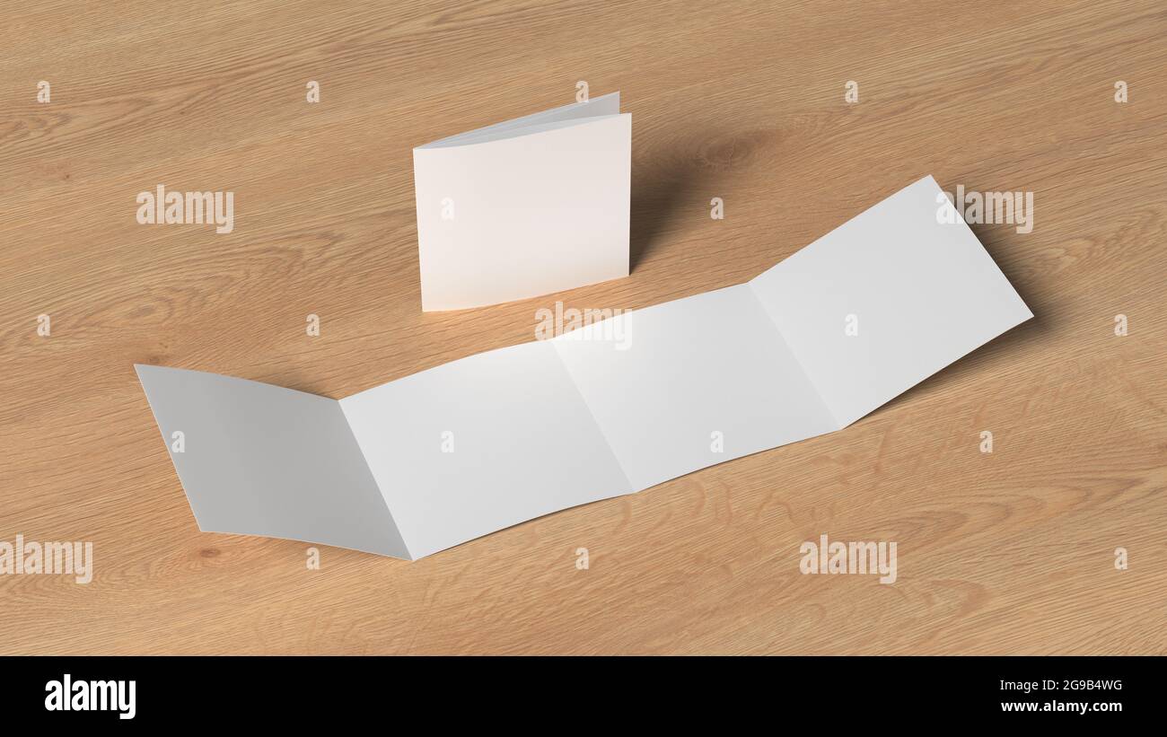 Square double gate fold brochure. Four panels, eight pages blank ...