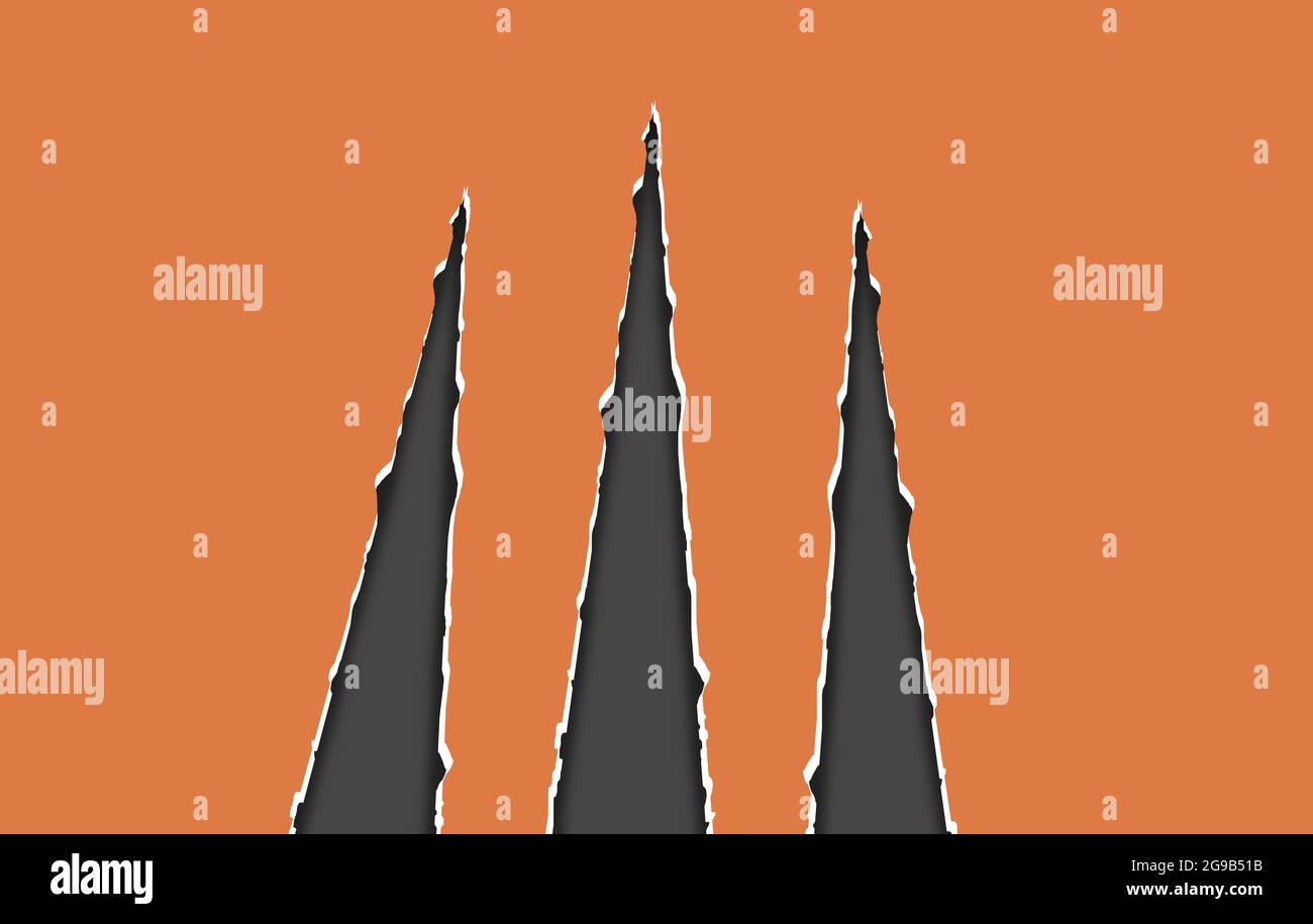 Ripped paper claw on orange paper sheet background. Torn Illustration ...