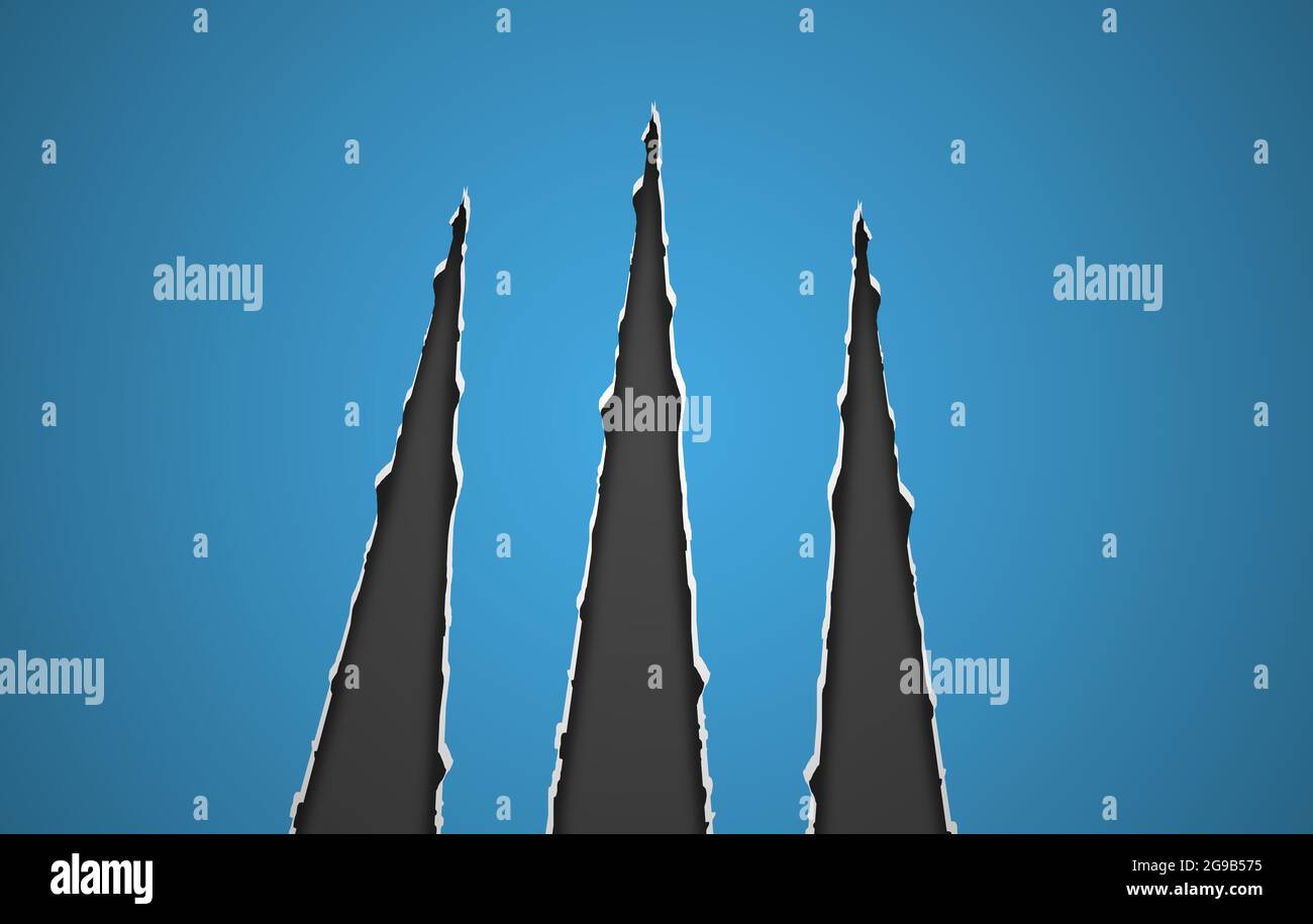 Ripped paper claws on blue paper sheet background. Torn Illustration ...