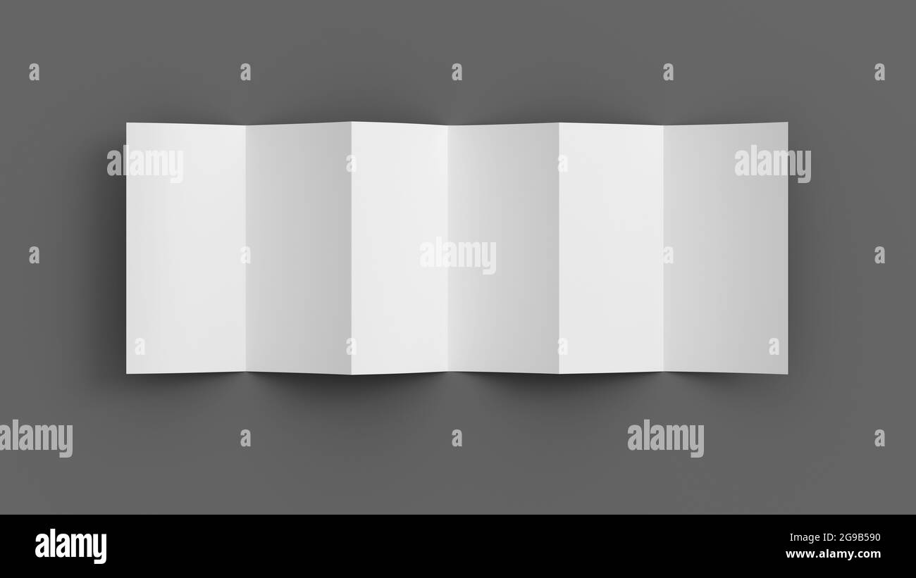Vertical page zigzag or accordion fold brochure. Six panels, twelve ...