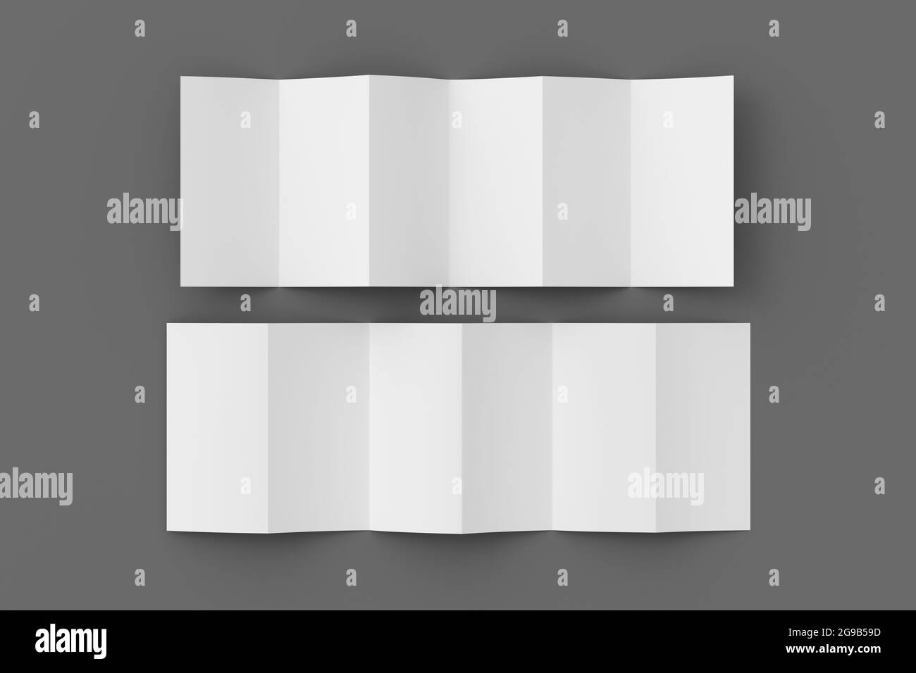 Vertical page zigzag or accordion fold brochure. Six panels, twelve ...