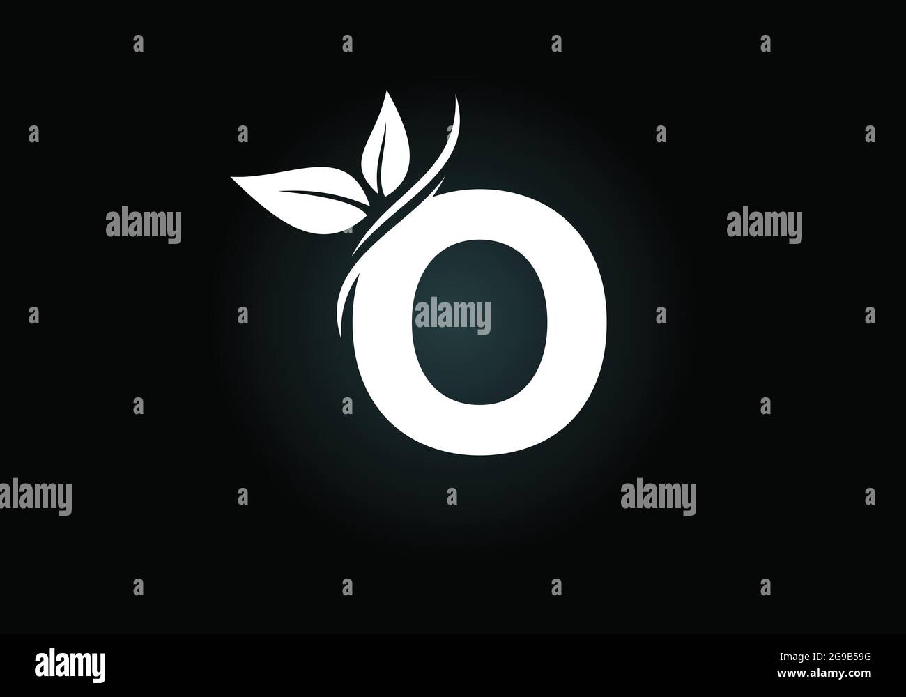 Initial O monogram alphabet with two leaves. Green, eco-friendly logo ...