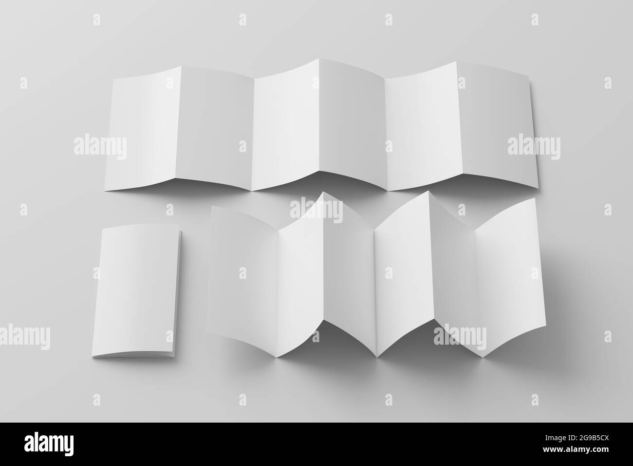 Vertical page zigzag or accordion fold brochure. Six panels, twelve ...