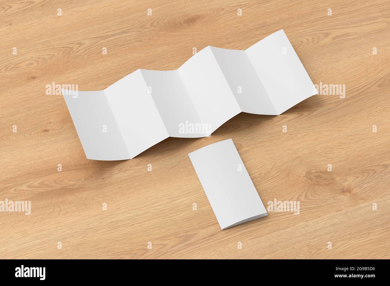 Vertical page zigzag or accordion fold brochure. Six panels, twelve ...
