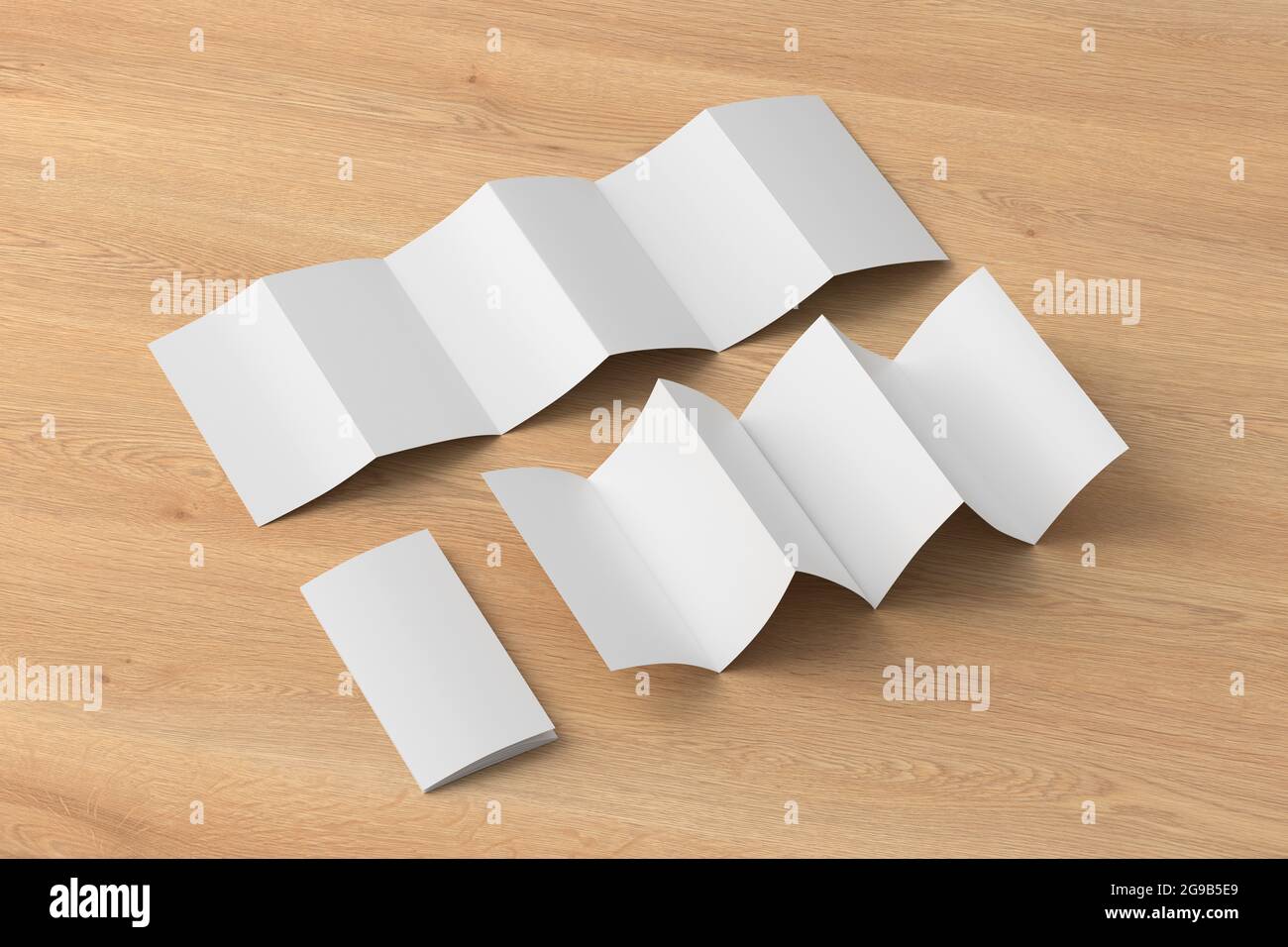 Vertical page zigzag or accordion fold brochure. Six panels, twelve ...