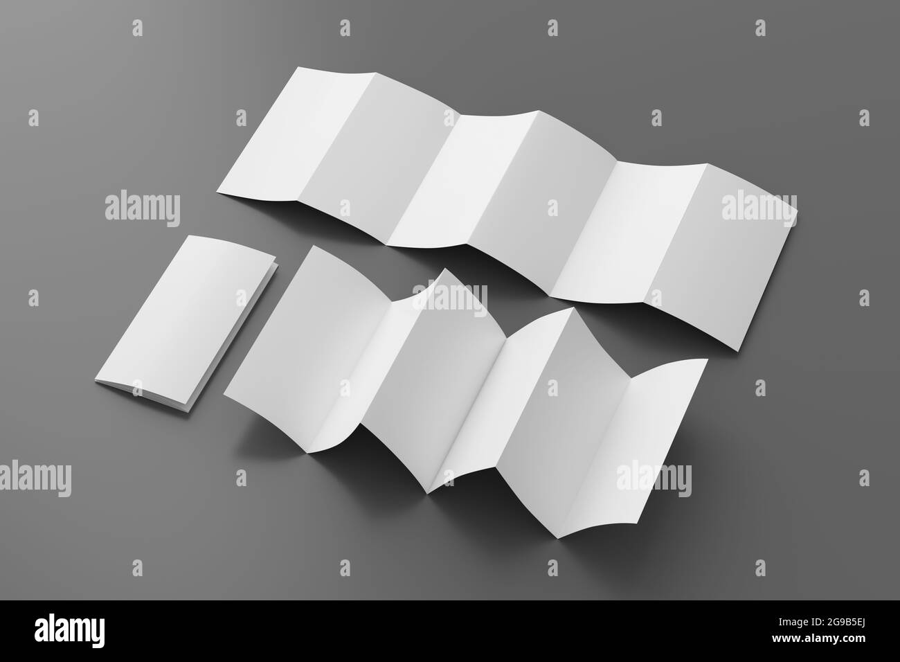 Vertical page zigzag or accordion fold brochure. Six panels, twelve ...