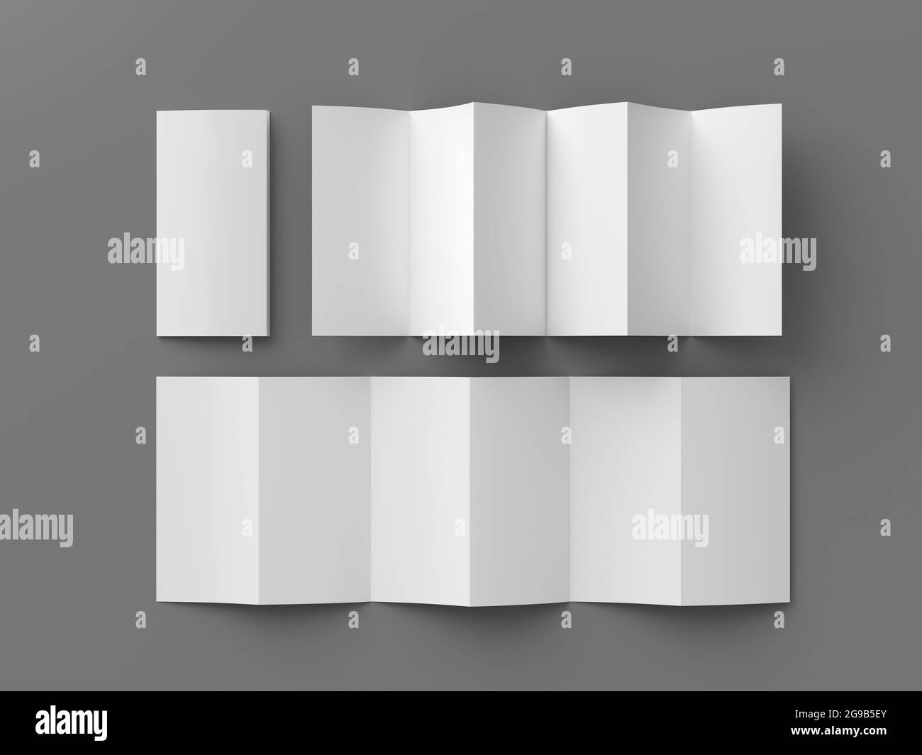 Vertical page zigzag or accordion fold brochure. Six panels, twelve ...