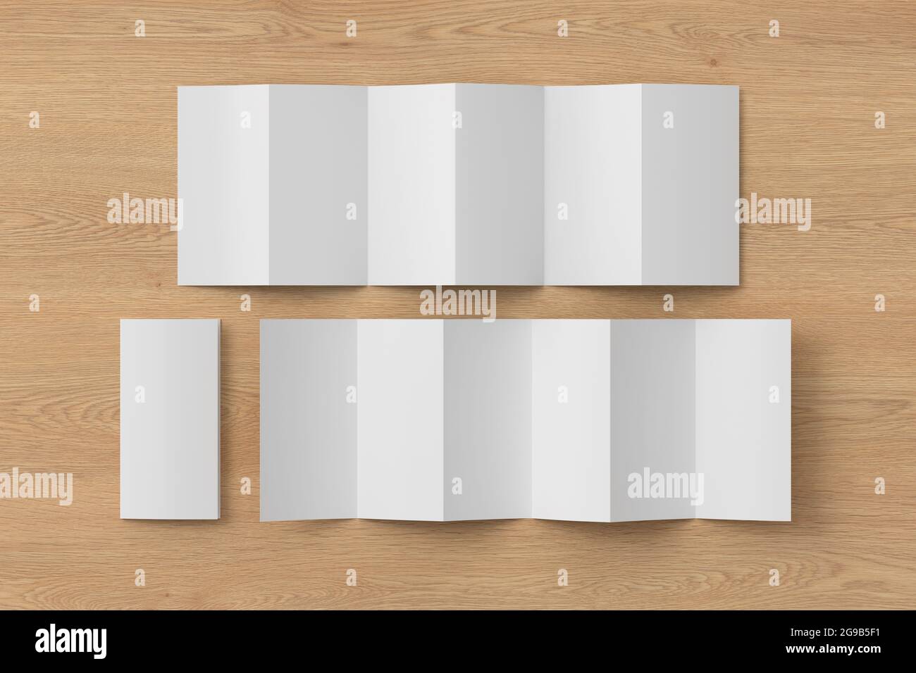 Vertical page zigzag or accordion fold brochure. Six panels, twelve ...