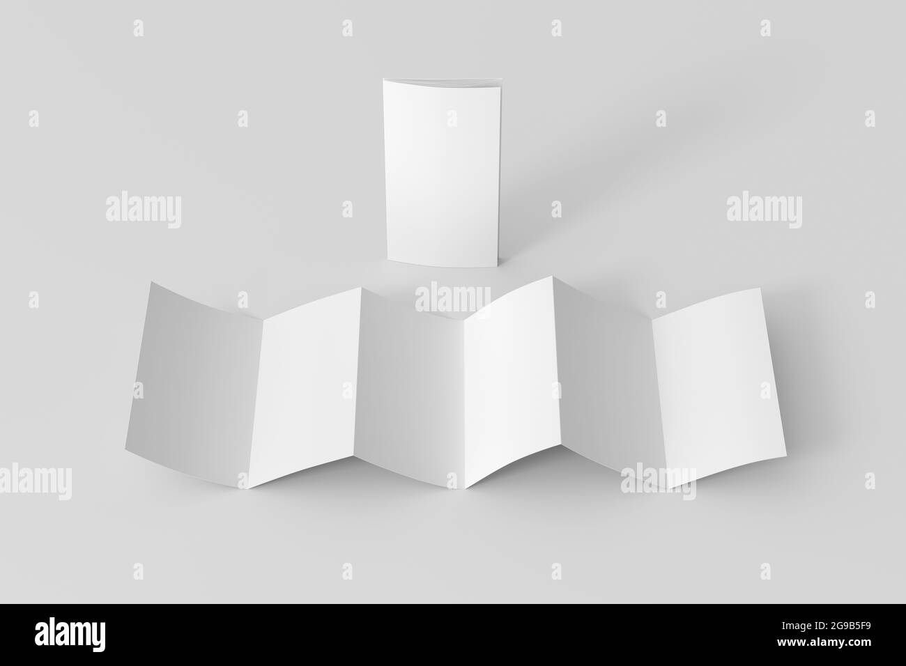 Vertical page zigzag or accordion fold brochure. Six panels, twelve ...