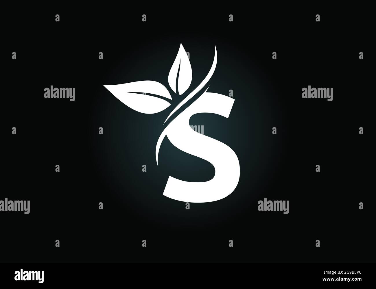 Initial S monogram alphabet with two leaves. Green, eco-friendly logo ...
