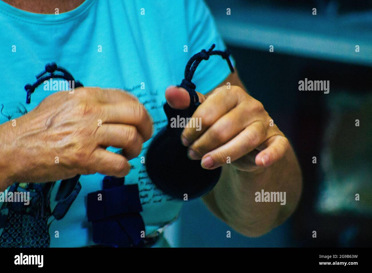 Seville Spain July 23, 2021 Closeup of the hands of castanets players ...