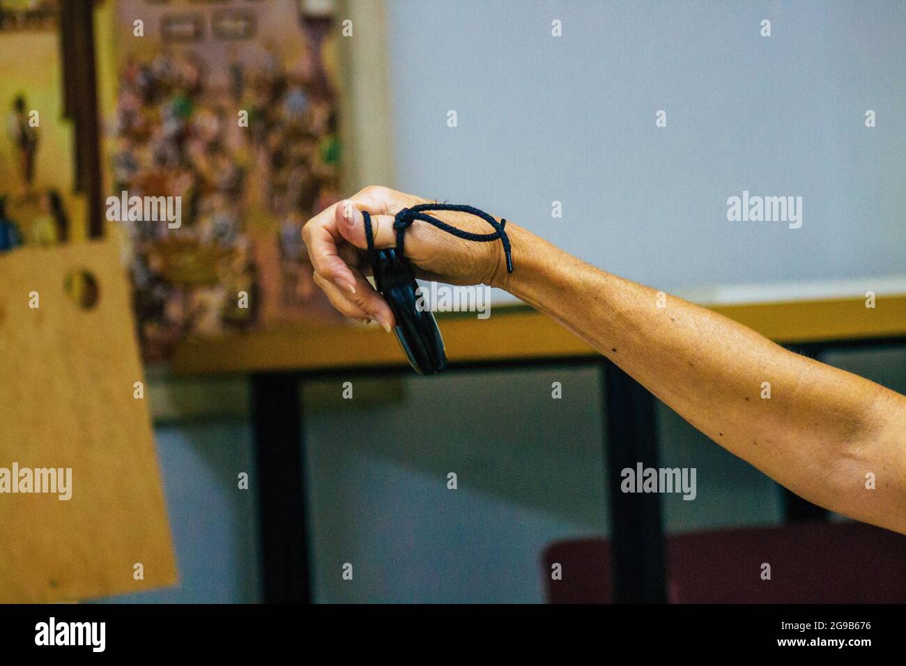 Seville Spain July 23, 2021 Closeup of the hands of castanets players ...