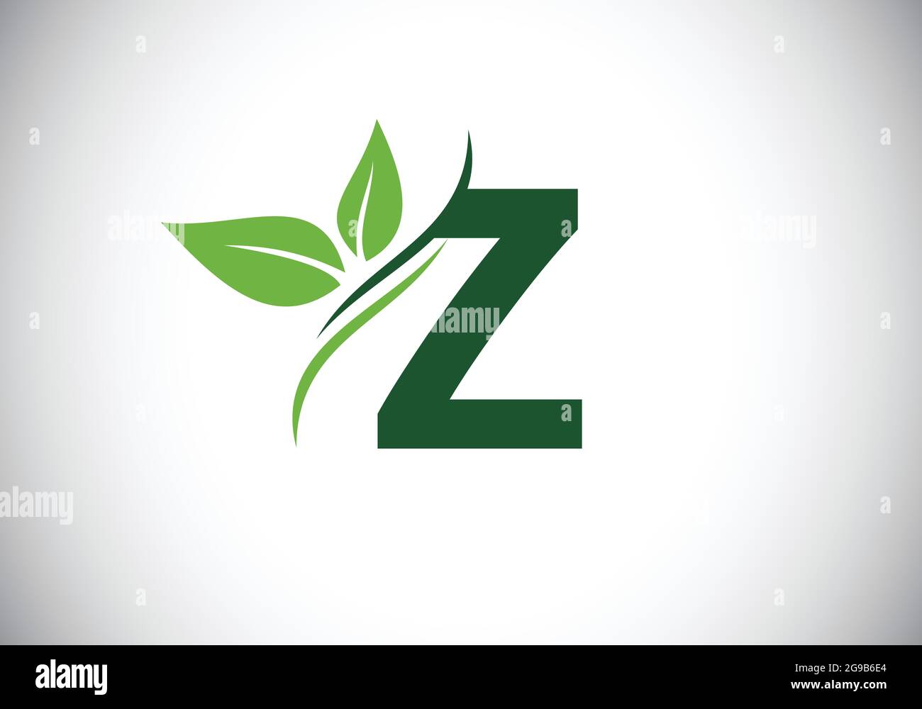 Initial Z monogram alphabet with two leaves. Green, eco-friendly logo ...