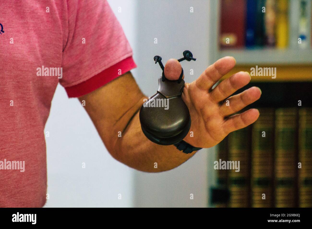 Seville Spain July 23, 2021 Closeup of the hands of castanets players ...