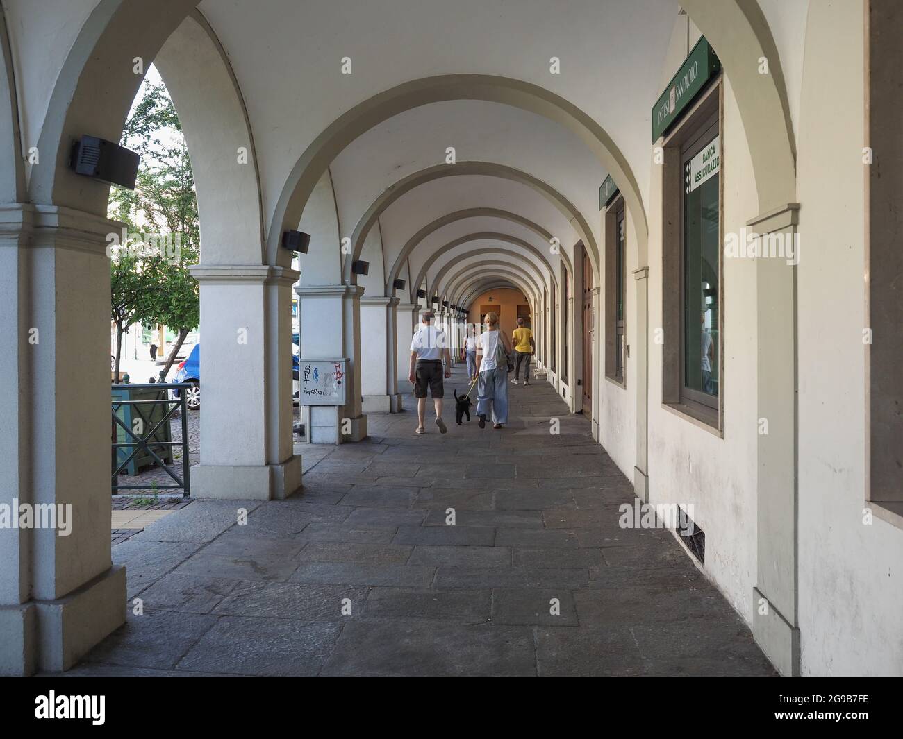 SAN MAURO, ITALY - CIRCA JULY 2021: colonnade portico in the city ...