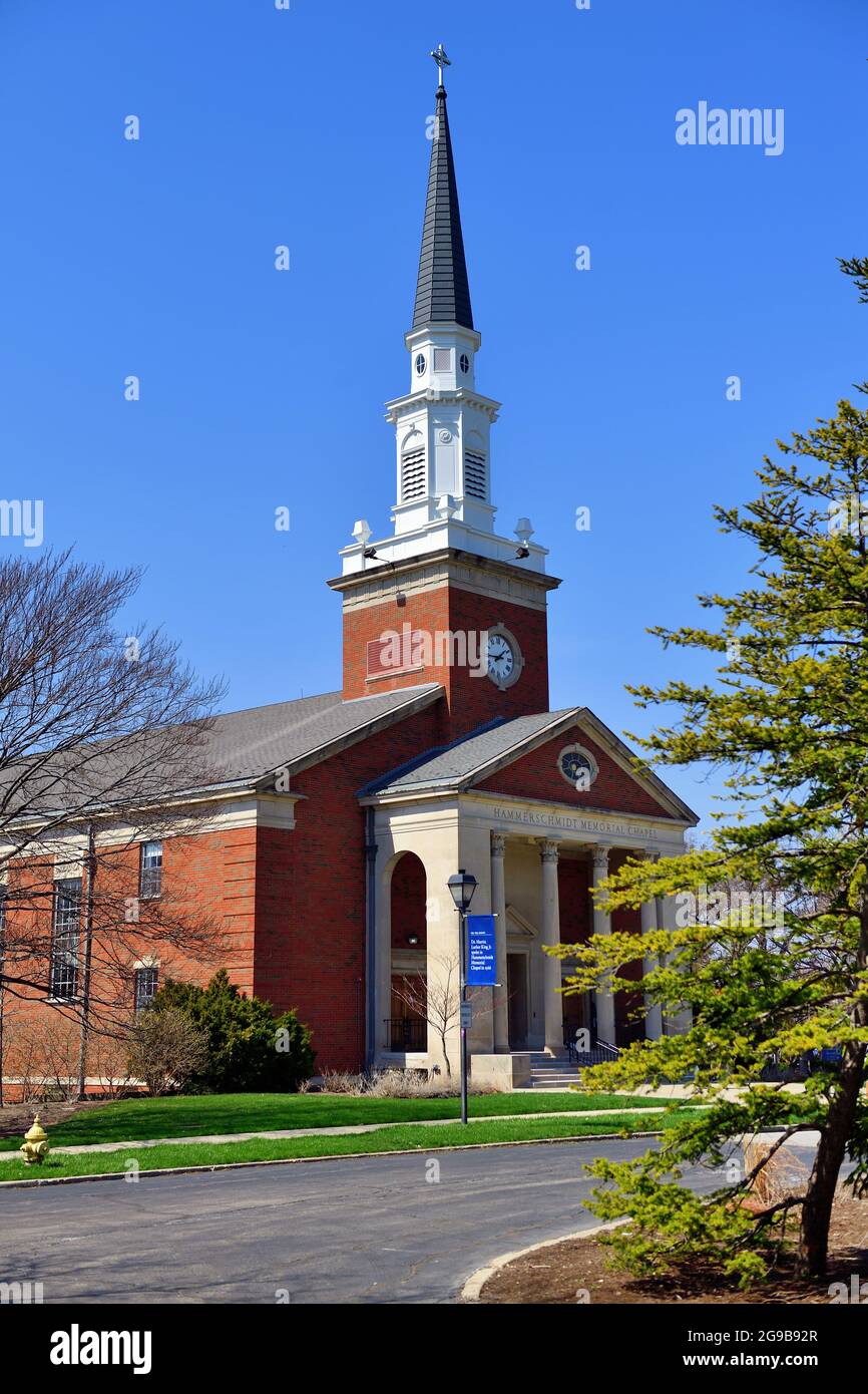 Elmhurst, Illinois, USA. Hammerschmidt Memorial Chapel on the campus of ...