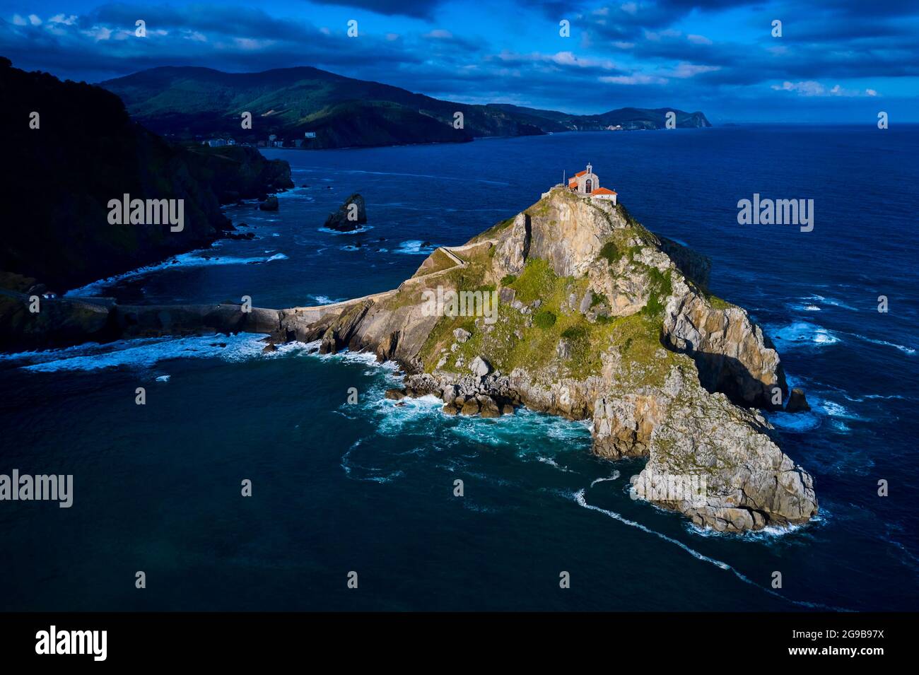 Spain, Biscay, Basque Country, Gaztelugatxe, tenth century hermitage of ...