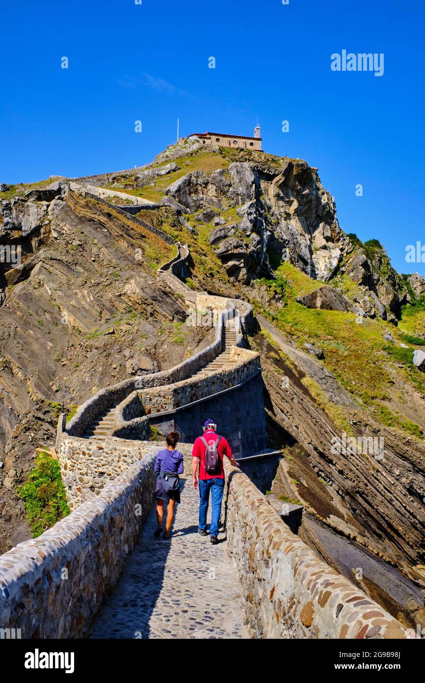 Spain, Biscay, Basque Country, Gaztelugatxe, tenth century hermitage of ...