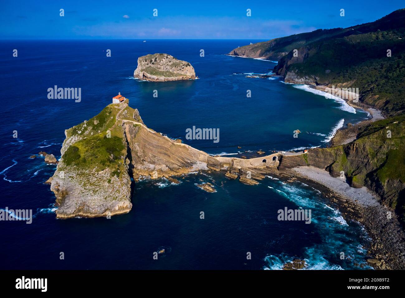 Spain, Biscay, Basque Country, Gaztelugatxe, tenth century hermitage of ...