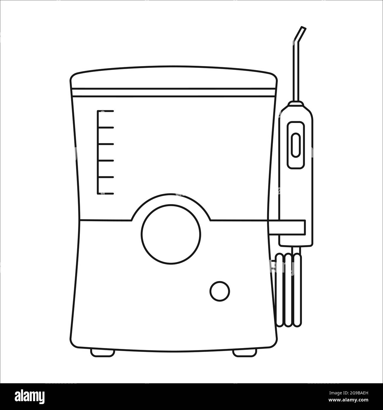 Oral irrigator vector outline icon. Water flosser symbol isolated on ...