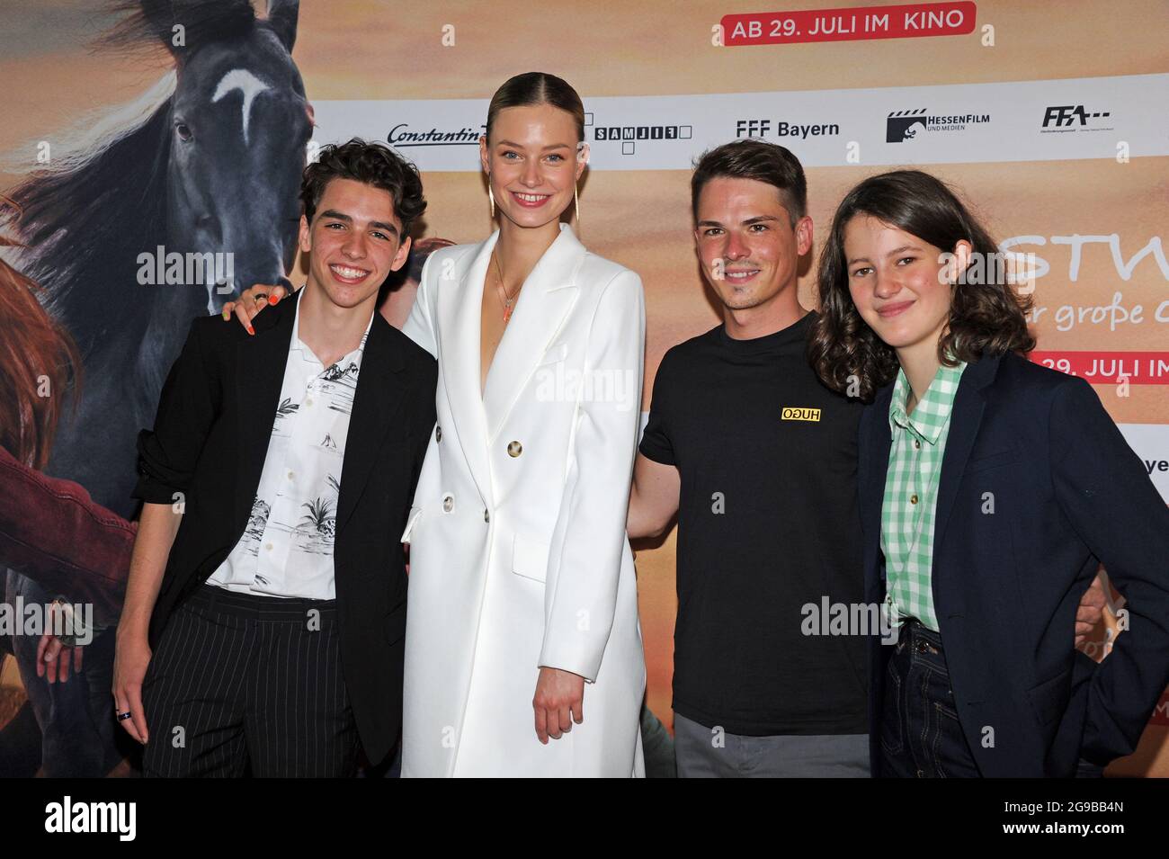 Munich, Germany. 25th July, 2021. The actors Matteo Miska (f-l), Hanna ...