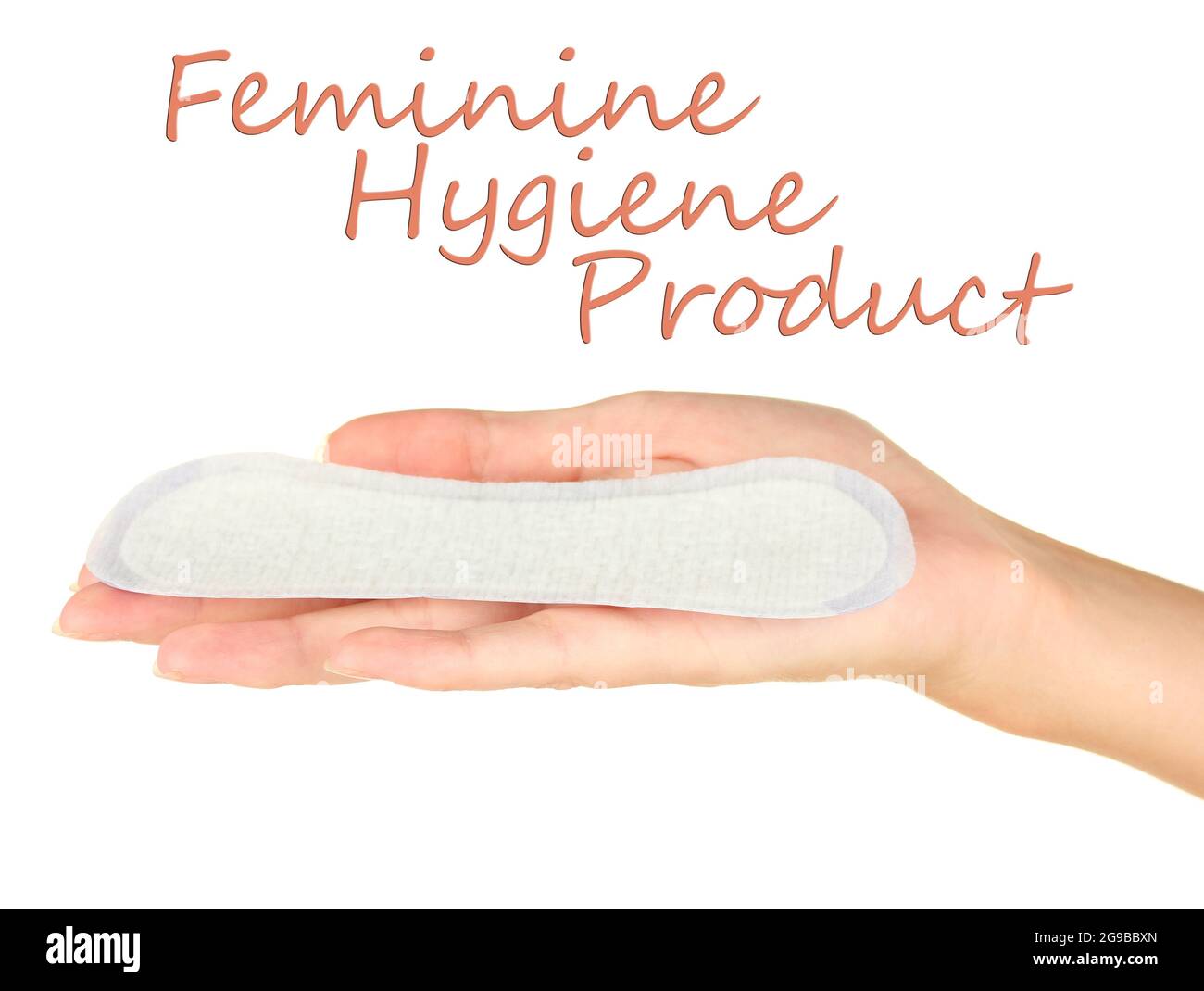 woman's hand holding a daily sanitary pad on white background close-up ...