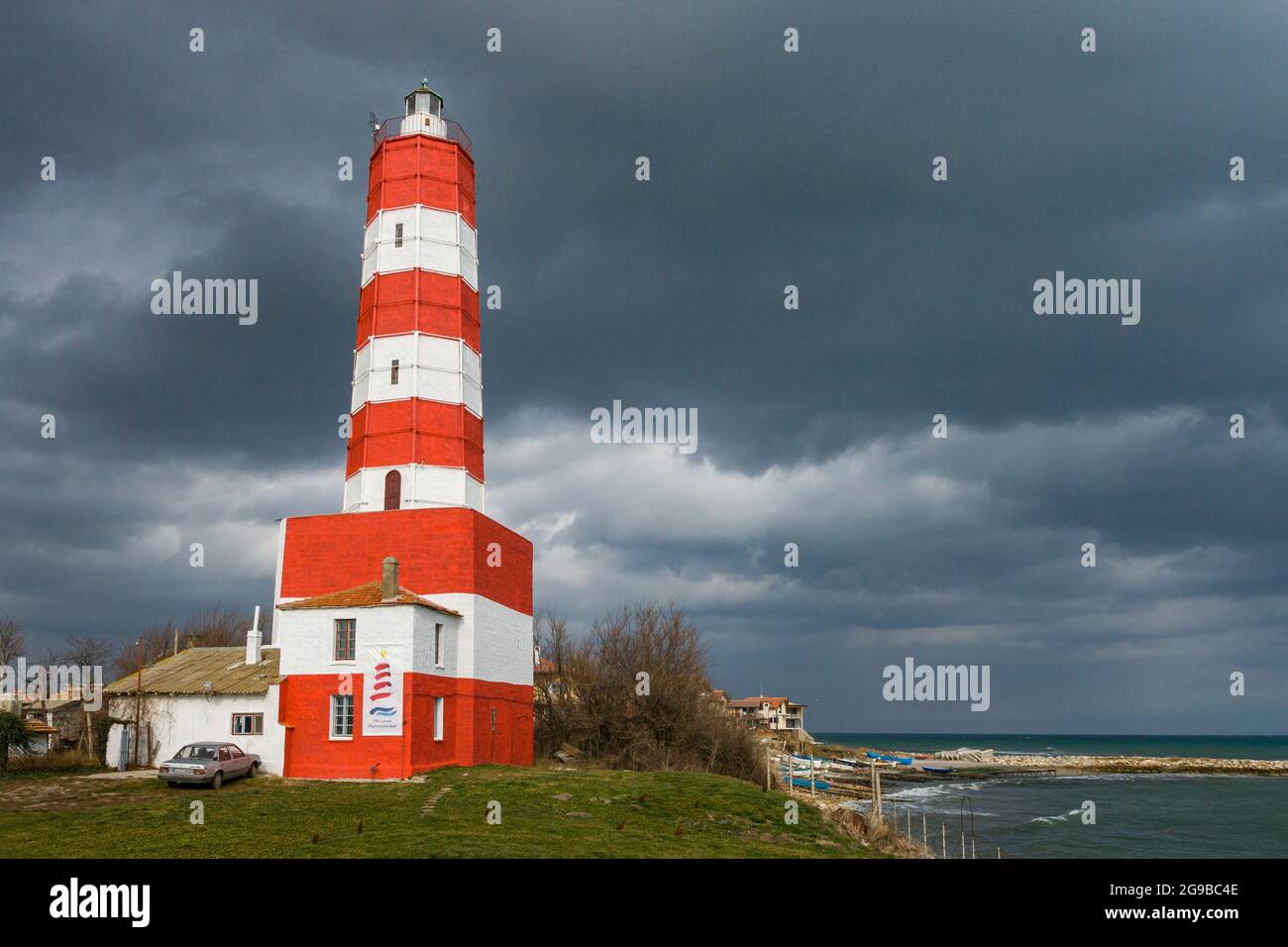 Shabla lighthouse, Shabla cape on Black sea, Europe, Balkan peninsula ...