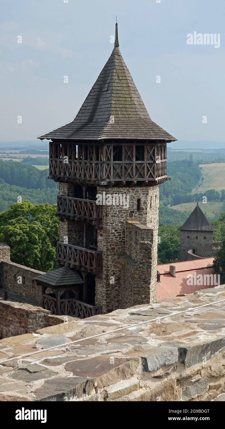 Ruins of helfstyn castle in the czech republic. View of the observation ...