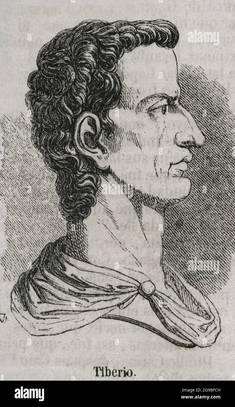 Tiberius (42 BC-37 AD). Second Roman emperor. Julio-Claudian dynasty ...