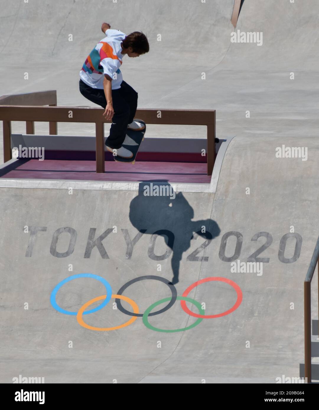 Tokyo, Japan. 25th July, 2021. Japan's Yuto Horigome performs in the ...