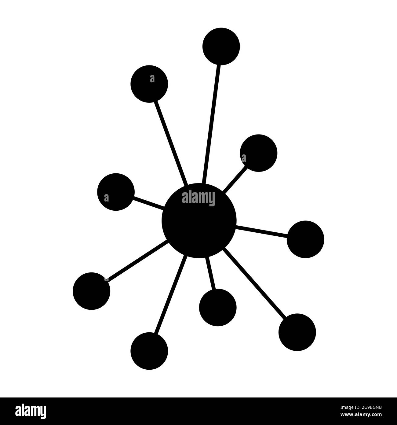 Hub flat network icon, connect structure vector symbol isolated on ...