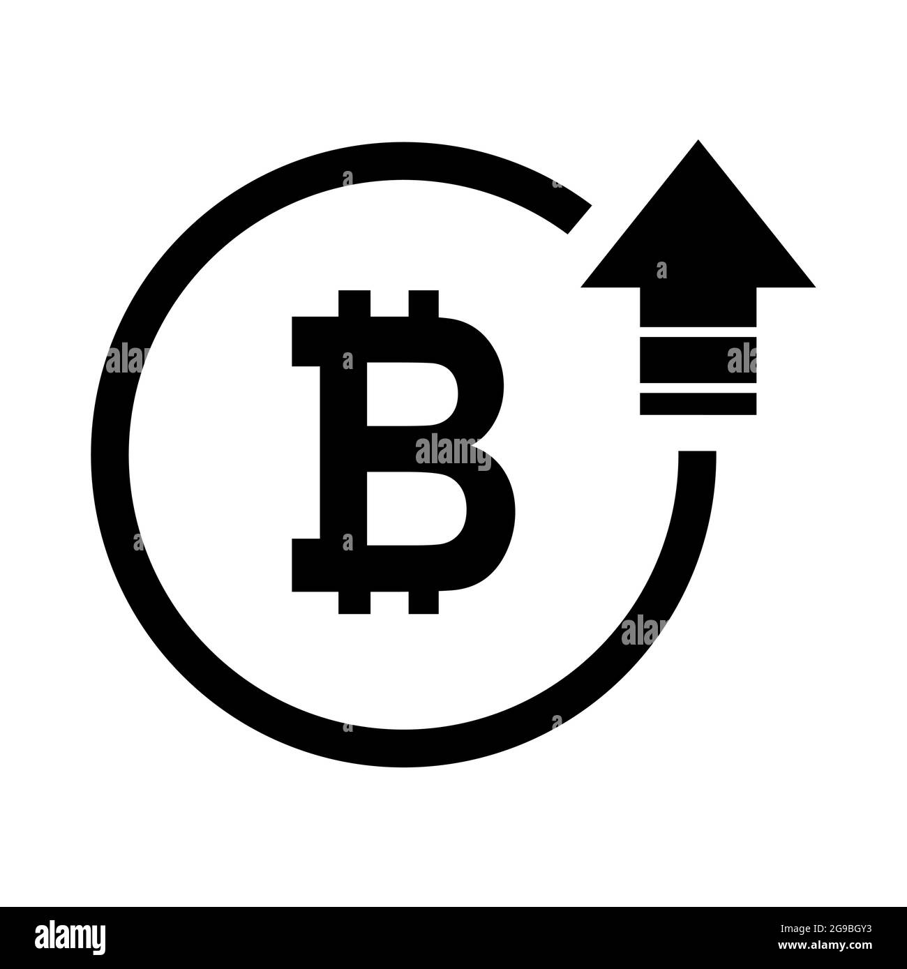 Bitcoin high symbol, cost increase icon. Growth profit bussiness sign ...