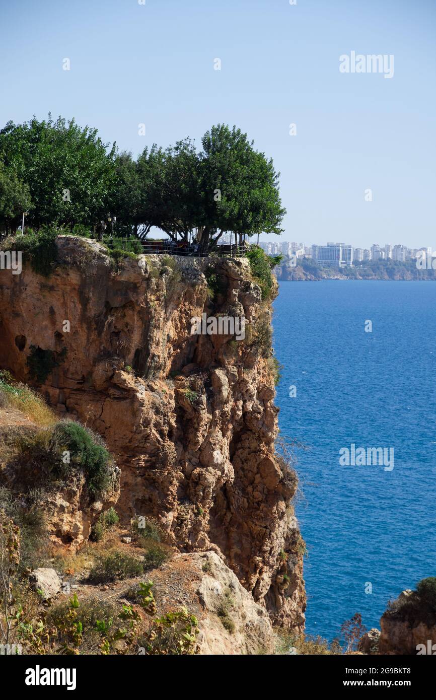 Park on a steep cliff above the sea Antalya Turkey. Rest in Antalya all ...