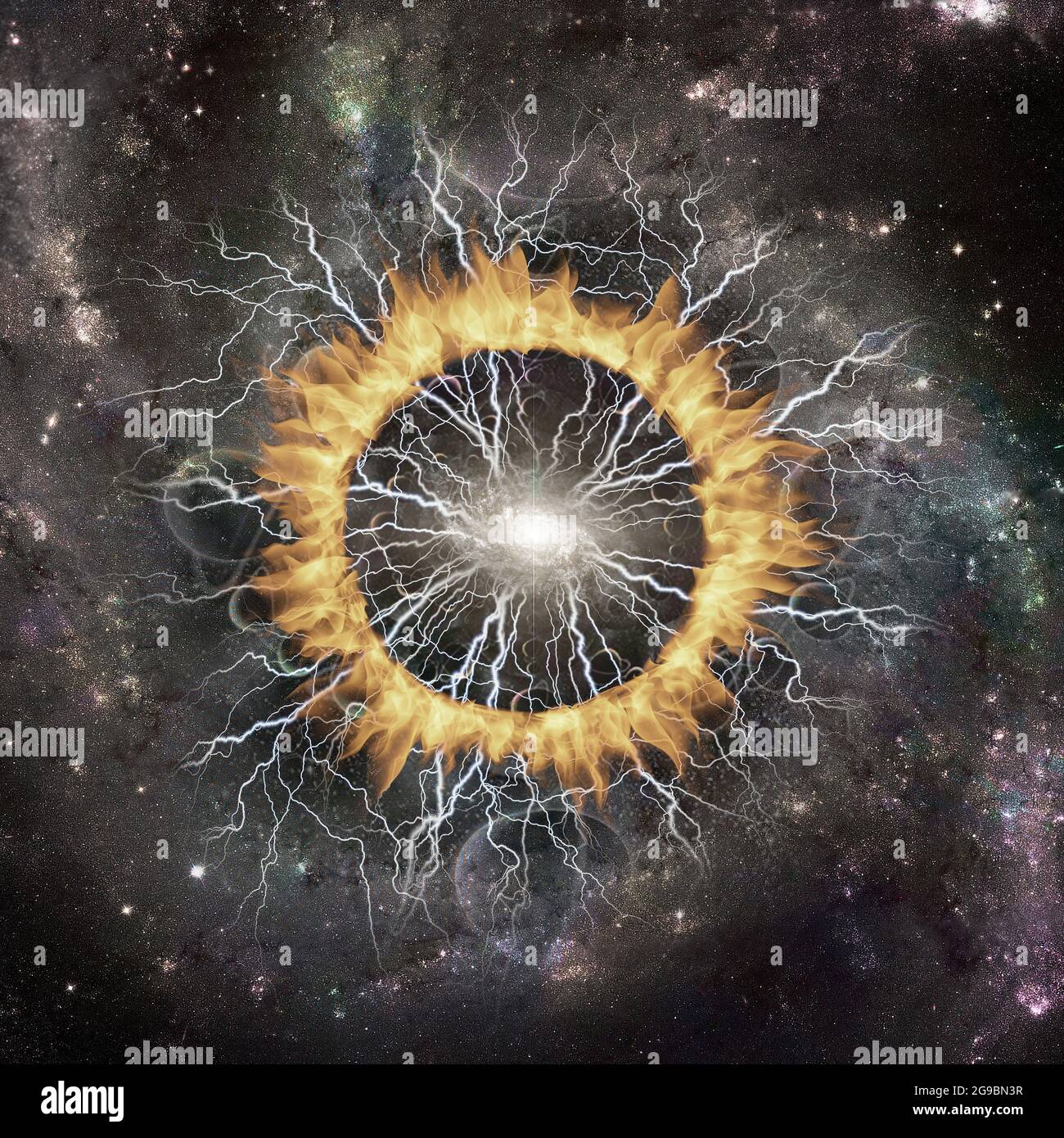 Moment of Creation. Energy blast in space Stock Photo - Alamy